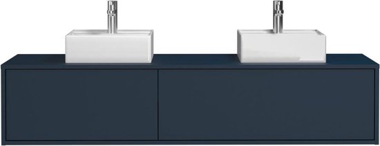 Vente-unique Hangend nachtblauw badkamermeubel met dubbele wastafel ...