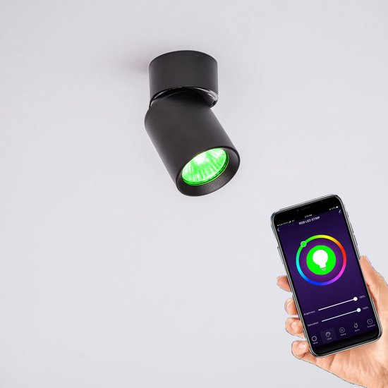 Smart - Tuya | Opbouw plafond spot enkel | Modern | Zwart | Incl. Wi-Fi ...