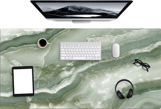 Bureau onderlegger 120x60 cm - Marmer print - Turquoise - Marmer ...