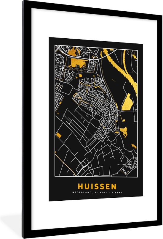 Fotolijst incl. Poster - Plattegrond - Huissen - Goud - Kaart ...