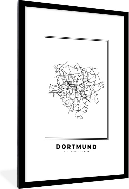 Fotolijst incl. Poster Zwart Wit- Stadskaart – Plattegrond – Duitsland ...