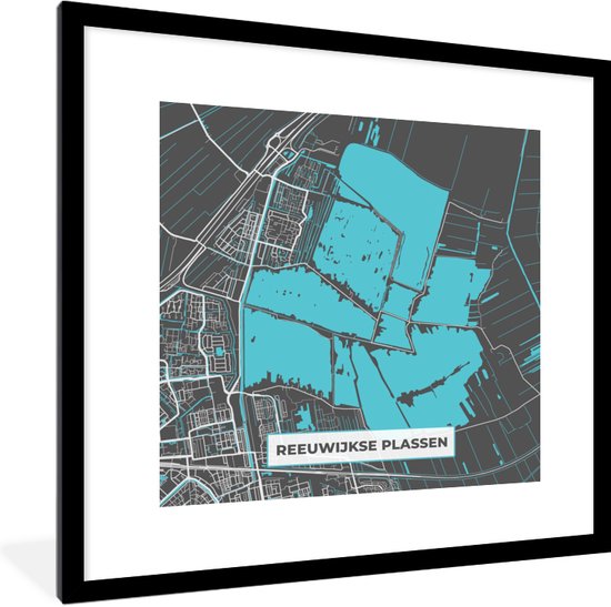 Fotolijst incl. Poster - Plattegrond - Reeuwijkse Plassen - Stadskaart ...