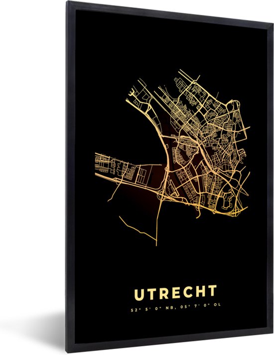Fotolijst incl. Poster - Stadskaart - Utrecht - Kaart - Plattegrond ...