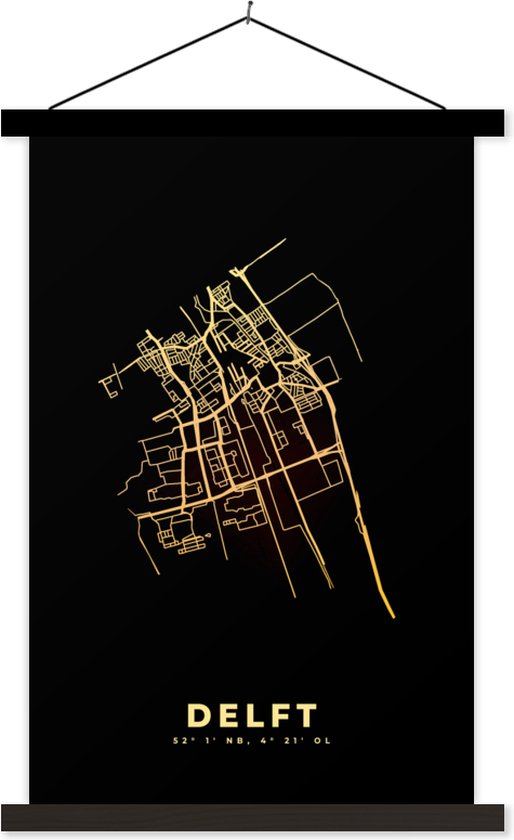 Posterhanger incl. Poster - Schoolplaat - Delft - Kaart - Stadskaart ...