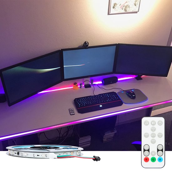 Tuya Dreamcolor ledstrip set incl. afstandsbediening - 5 meter - 30 leds p/m - Smart... | bol.com