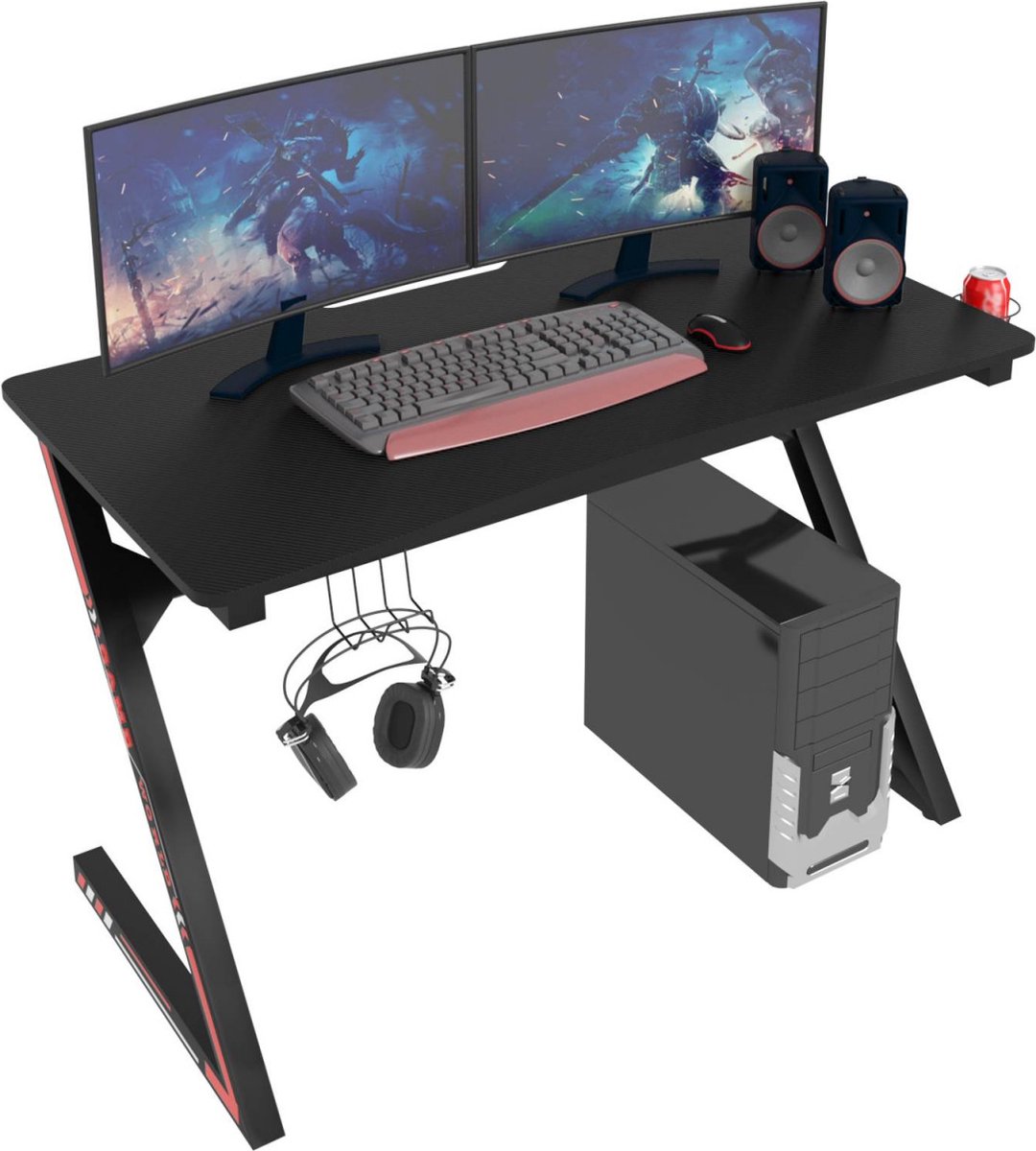 Gaming Tafel Computerbureau Z-vormig Tafelpoten Zwart | bol.com