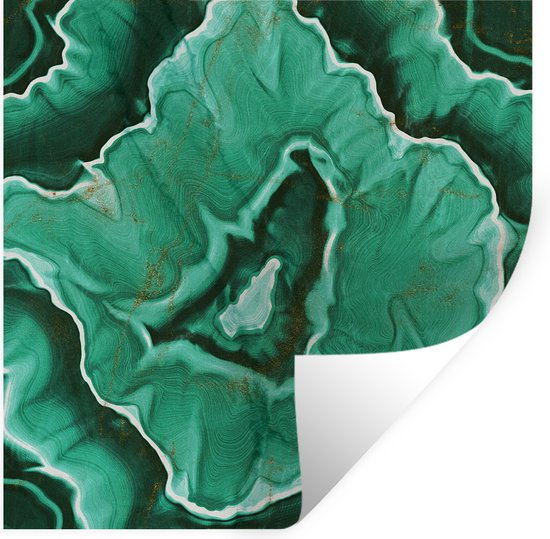 Muurstickers - Sticker Folie - Marmer - Groen - Gouden - 100x100 cm ...