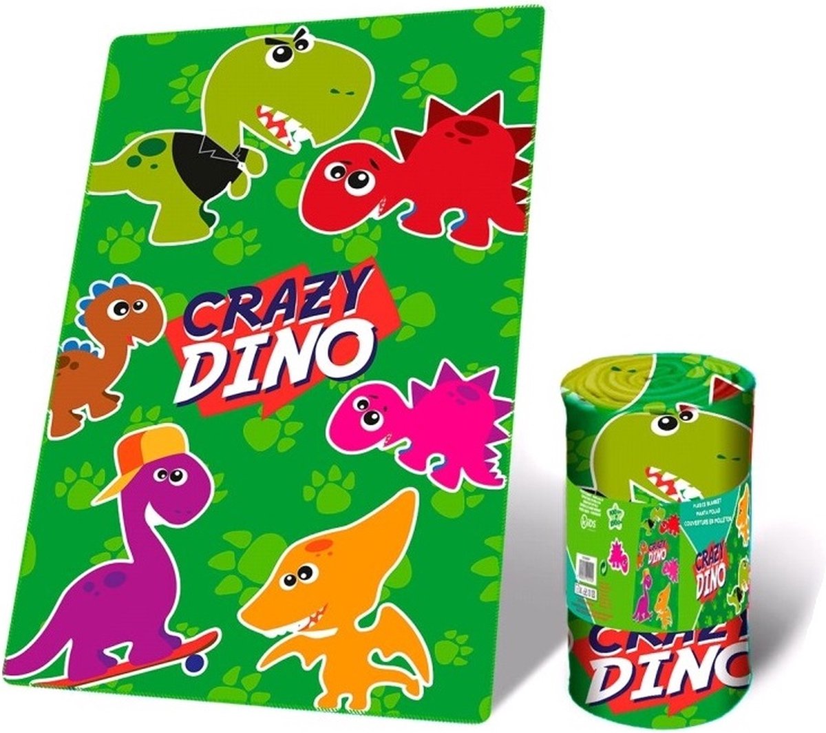 Dinosaurus Fleece deken Crazy Dino - 100 x 150 cm - Polyester | bol.com