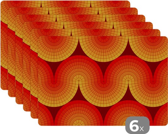 Placemat - Placemats kunststof - Design - Retro - Rood - Abstract ... Placemat - Placemats kunststof - Design - Retro - Rood - Abstract ...