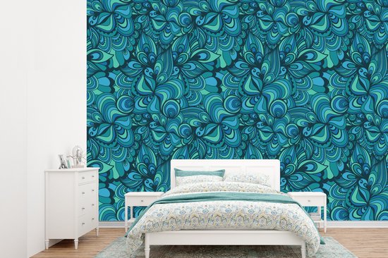 Behang - Fotobehang Design - Vintage - Blauw - Turquoise - Breedte 360 ...