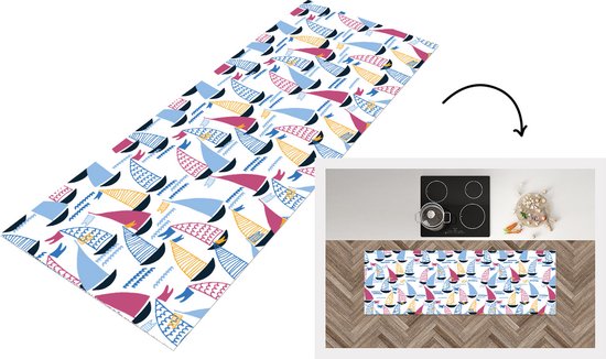 Keukenloper - Loper keuken - Boot - Zeil - Regenboog - Zee - Design ...