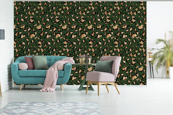 Behang - Fotobehang Panter - Goud - Patronen - Luxe - Breedte 345 cm x ...