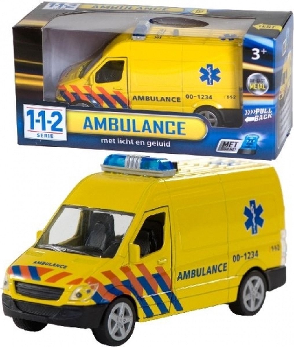 2x Speelgoed ambulance 12 cm met licht en geluid - Ambulance ...