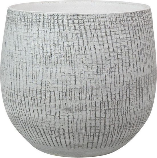 Plantenpot/bloempot in een strakke Modern design look wit/zwart Dia 22 ...