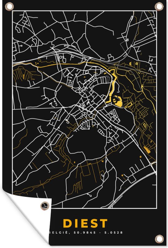Tuinposters buiten Diest - Stadskaart - Goud - Plattegrond - Kaart ...