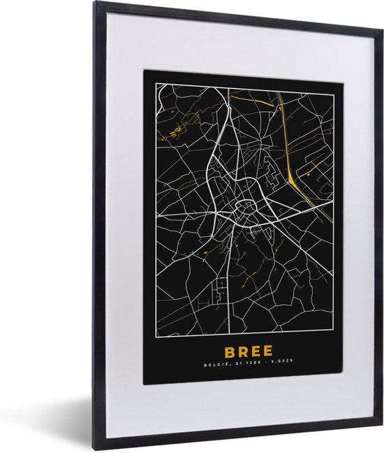 Fotolijst incl. Poster - Bree - Gold - Stadskaart - Plattegrond - Kaart ...