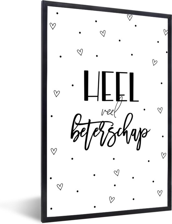 Fotolijst incl. Poster - Beterschap - Quote - Stippen - Hartjes - 20x30 ...