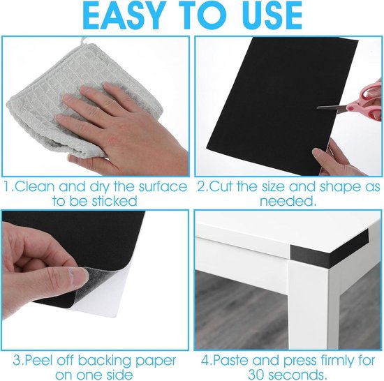 8-delige Zelfklevende EVA Schuim Antislip Platen - Zwart - Plak Foam ...