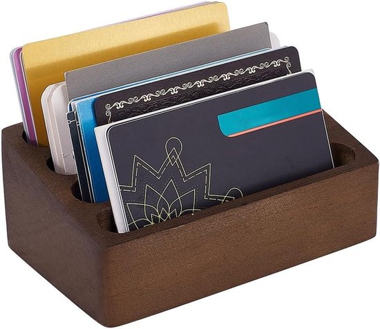 Visitekaarthouder van Kokosbruin Hout voor 4 Kaarten - Bureau Display ...