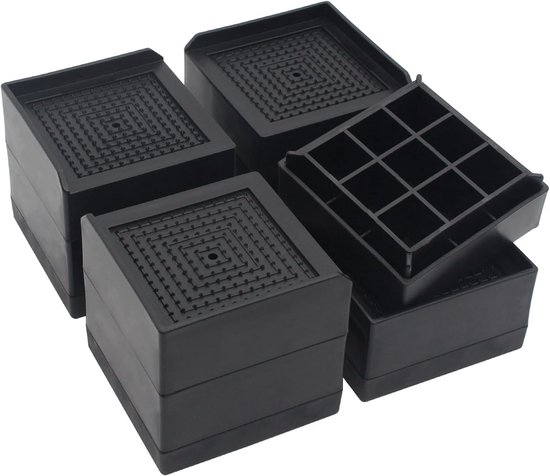 Set van 4 Zwarte Bedverhogers 7,6 cm – Verstelbare Meubel- en ...