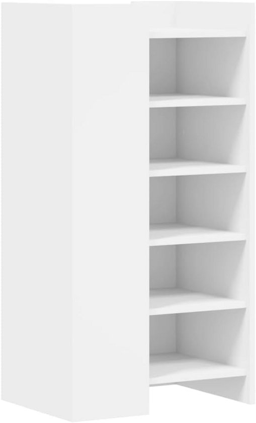 Houten Schoenenkast Wit 5 Planken 52x37,5x100 cm | bol