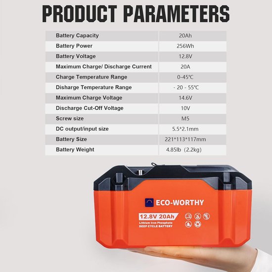 Krachtige 12V 20Ah LiFePO4 Lithium Accu met BMS voor Camper en Boot | bol