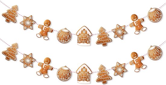 2x Peperkoek Thema Kerstslinger Banner Decoraties voor Bomen en Feesten ...