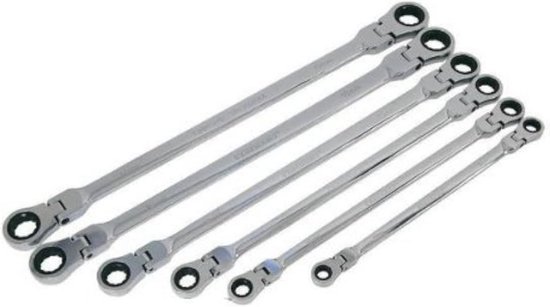Extra Lange Flexibele Ratelsleutel Set - 7 Delig Steekringsleutel Set ...