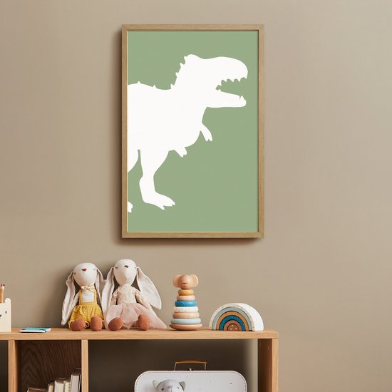 Nachtlampje 40x60 cm - Kinder lamp - Dino - T-rex - Dinosaurus - Groen ...