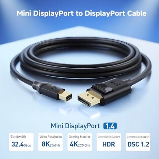 Cable Matters 8K Mini DisplayPort to DisplayPort Cable (DisplayPort to ...