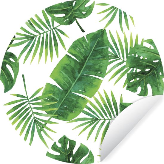 WallCircle - Muurstickers - Behangcirkel - Tropisch - Bladeren - Patronen - ⌀ 140 cm -... | bol