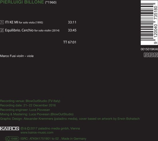 Marco Fusi - Pierluigi Billone: Iti Ke Me & Equilibrio. Cerchio (CD ...