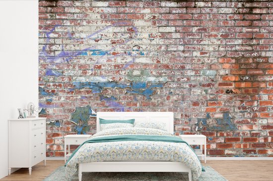 Behang - Fotobehang Baksteen - Street Art - Muur - Breedte 360 cm x ...