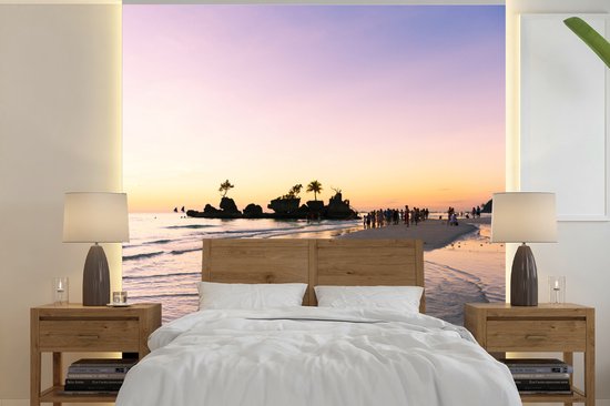 Behang - Fotobehang Silhouet van de rotsen op Boracay - Breedte 240 cm ...