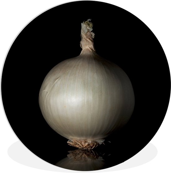WallCircle - Wandcirkel ⌀ 140 - Eenzame witte ui op een zwarte ...