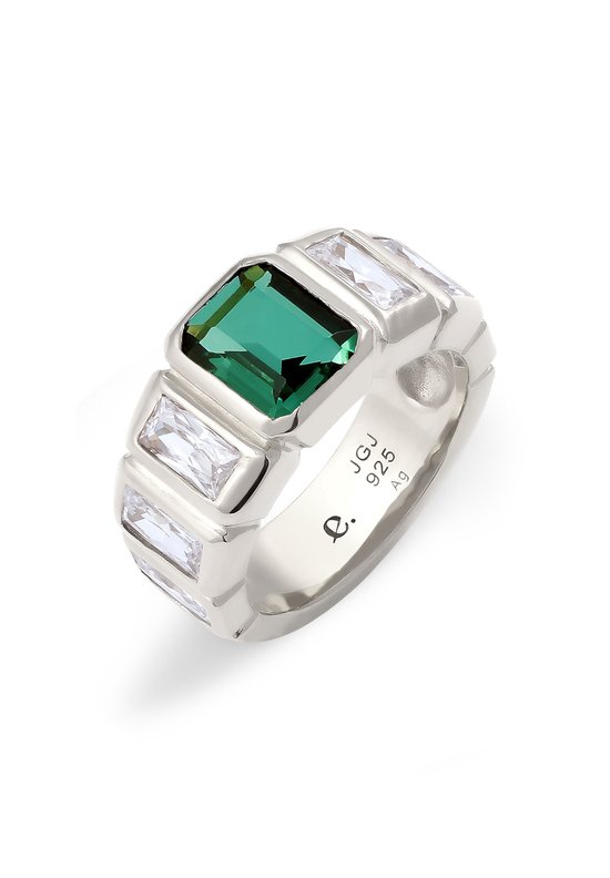 Elli PREMIUM - Ring - Band Ring Vrouwen Kwarts Smaragd Geslepen Groen ...