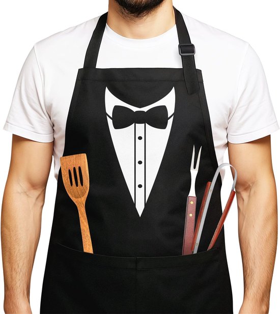 MoonWorks® Grillschort voor heren BBQ-schort Roken Pak Strik grappig ...