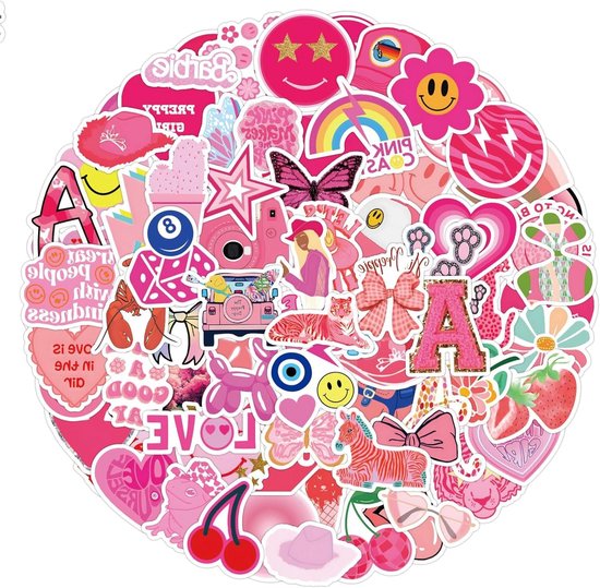 Inovra Plus - 120 stuks Roze Vinyl Stickers Pack voor Waterfles en ...