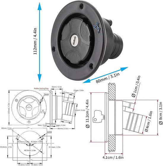 Allecto Plus - RV Zoetwater Afsluitdop met Watervuldop en Sleutels - Voor RV, Caravan,... | bol