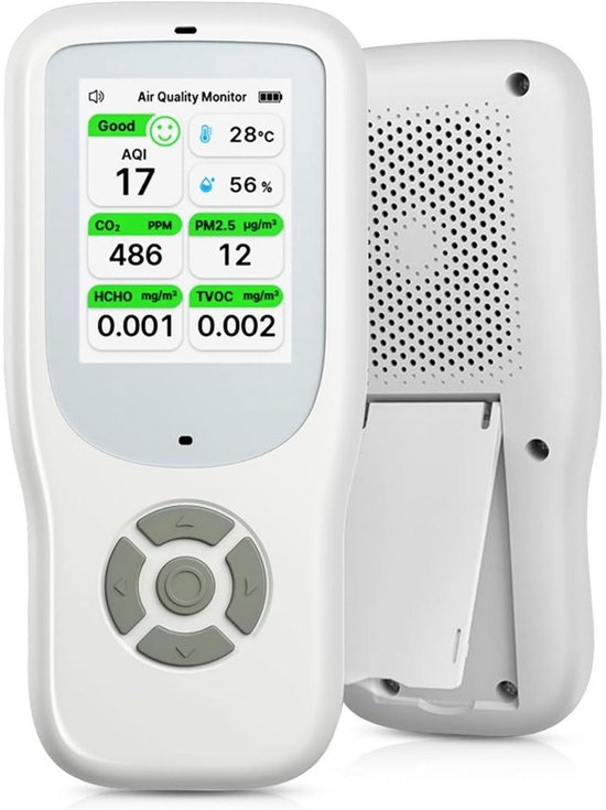 Fijnstofmeter - Luchtkwaliteitsmeter Voor Binnen - Co2 Meter - Wit | bol