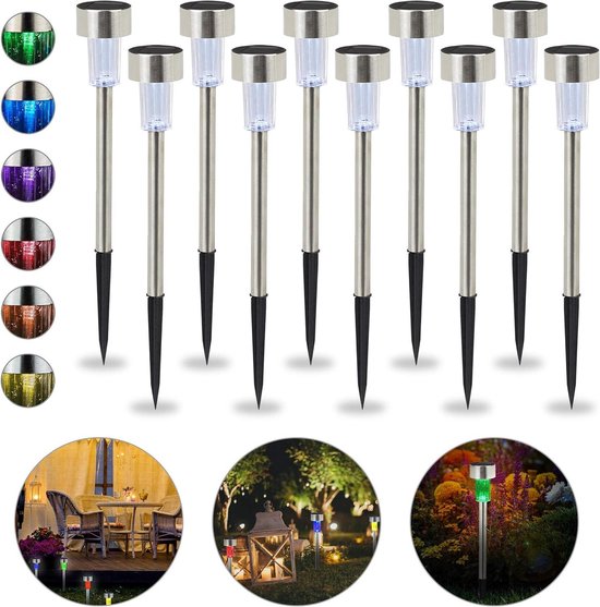 Solarlampen set van 10 - Kleurverandering - Waterdicht voor tuin ...