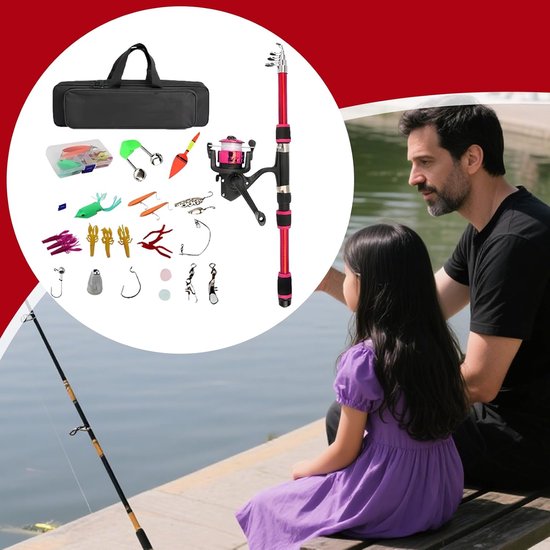 RFWR® Startset voor jonge vissers met telescopische visstok en ...