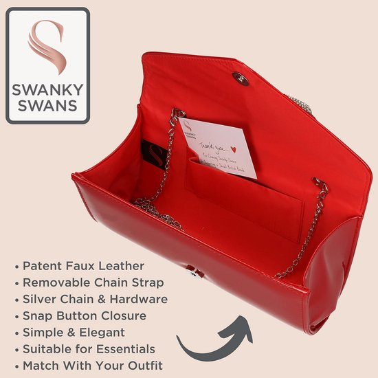 SwankySwans Dames Eloise Clutch Bag, rood | bol