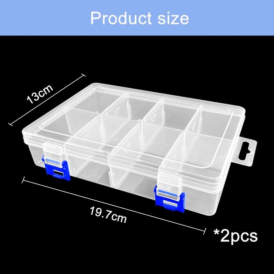 Doorzichtige plastic opbergdozen - 2-stuks - plastic opbergdozen met 8 ...