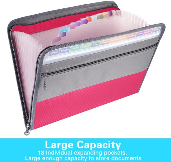 Uitbreidbare map A4, 13 vakken documentenmap, dossiermap, sorteermap ...