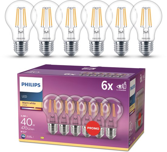 Philips LED lamp - Standaard lampvorm met E27 fitting - Warmwit licht ...