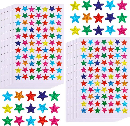 1920 Stukken-20 Bladen-Kleurvolle Laser Ster Stickers-Zelfklevende ...