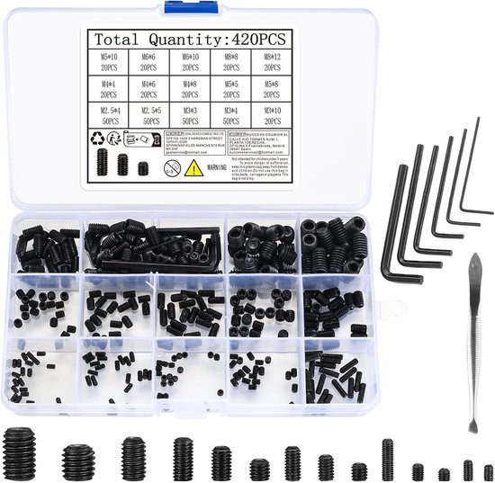 Stelschroeven Assortiment - Bevestigingsschroeven Metrisch - 420 stuks ...