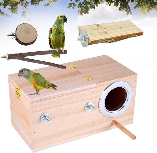 Large Bird Breeding Box with Natural Wooden Platform Stand | bol