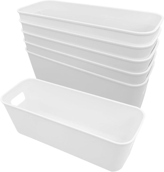 Allecto Plus - Set van 5 kunststof opbergdozen (10x28x95 cm) - wit ...